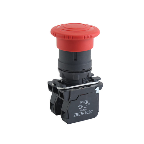 Normal 1NO & 1NC Red Plastic Emergency Stop Push Button Switch With Φ40 Mushroom Shape Head And ...